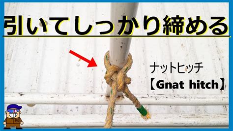 ロープワーク 引くと締まる便利な結び方 ナットヒッチgnat Hitch Youtube