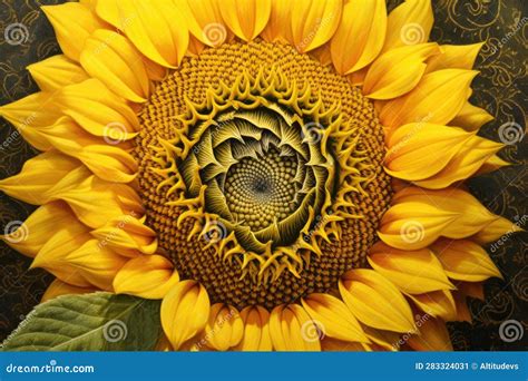 Sunflower Head Revealing Fibonacci Spirals Stock Illustration Illustration Of Fibonacci