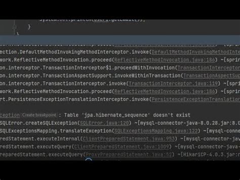 Table Jpa Hibernate Sequence Doesn T Exist SQLSyntaxException YouTube