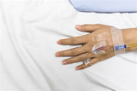 Asian Pregnant Woman Patient Drip Receiving Saline Solution Bed Vip
