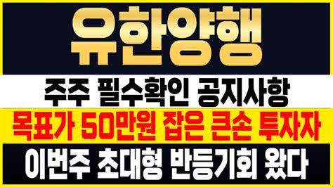 유한양행 주가전망 목표가 50만원 잡은 큰손 투자자 이번주 초대형 호재로 주가 폭등기회 왔습니다 렉라자 기술료 5조원 신규 거래처 확보 유한양행 Youtube