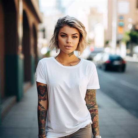 Premium Photo Girl White Tshirt Mockup