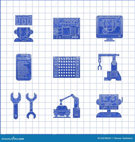 Set Printed Circuit Board Pcb Industrial Machine Robotic Robot Arm