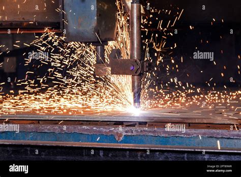 Plasma Cutting Of Metal With A Cnc Plasma Cutting Machine Cutting