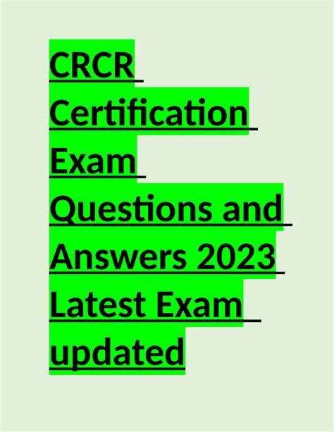 Crcr Certification Exam Questions And Answers 2023 Latest Exam Updated