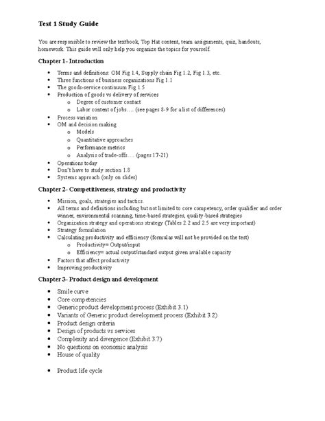 Test 1 Study Guide Operations COB300 Test 1 Study Guide You Are