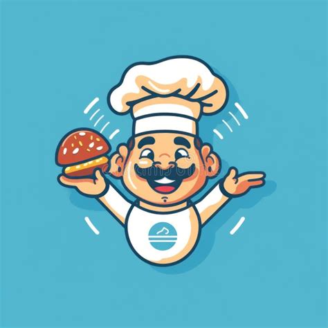 A Cartoon Chef Holding A Hamburger In One Hand And A Burger In The