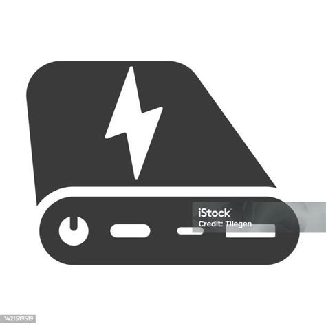 흰색 배경에 고립 된 파워 뱅크 글리프 아이콘 벡터 일러스트레이션 Usb 포트에 대한 스톡 벡터 아트 및 기타 이미지 Usb