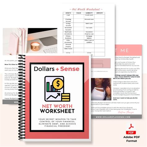 Net Worth Worksheet DOLLARS PLUS SENSE