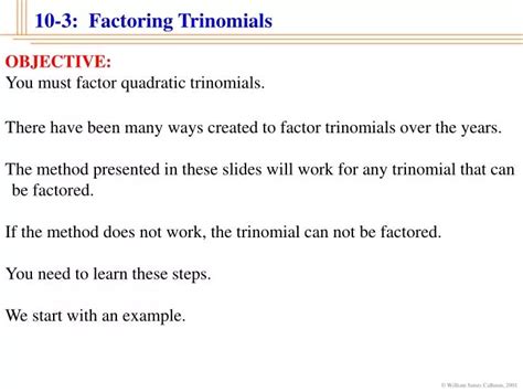 PPT Factoring Trinomials PowerPoint Presentation Free Download ID