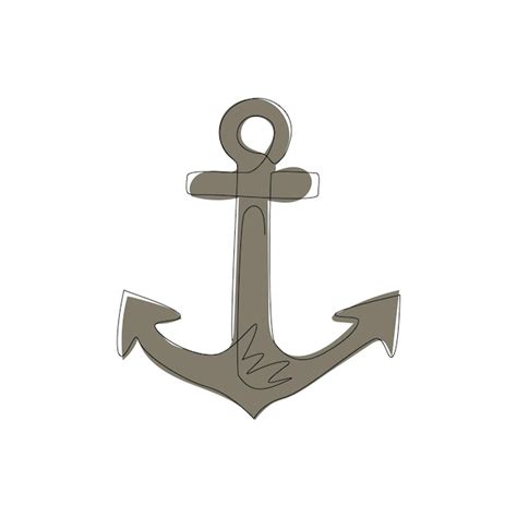 Premium Vector Single Continuous Line Drawing Anchor Logo Nautical