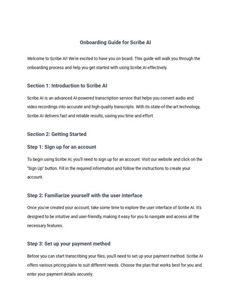 Onboarding Guide For Scribe Ai Pdf Artificial Intelligence