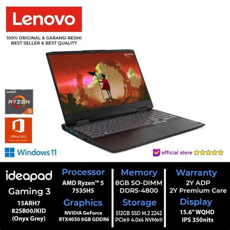 Promo Lenovo Laptop Ideapad Gaming 3 15arh7 Amd Ryzen 5 7535hs Ram