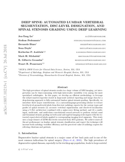 Pdf Deepspine Automated Lumbar Vertebral Segmentation Disc Level