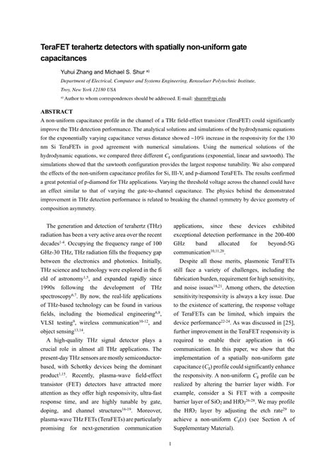 pdf terafet terahertz detectors with spatially non uniform gate