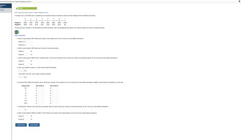 Solved Excel Online Structured Activity Capital Budgeting Chegg