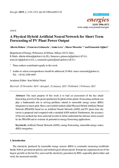 Pdf Article A Physical Hybrid Artificial Neural Network For Short
