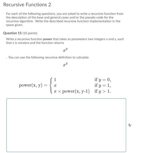 Solved Recursive Functions For Each Of The Following Chegg