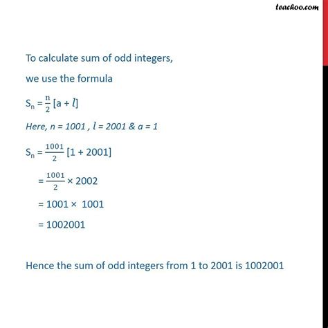 Question Find Sum Of Odd Integers From To Arithmetic Prog