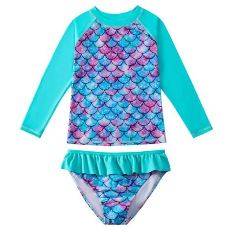 Bullpiano 1 6y Girls Long Sleeve Rash Guard Two Pieces Swimsuit Set