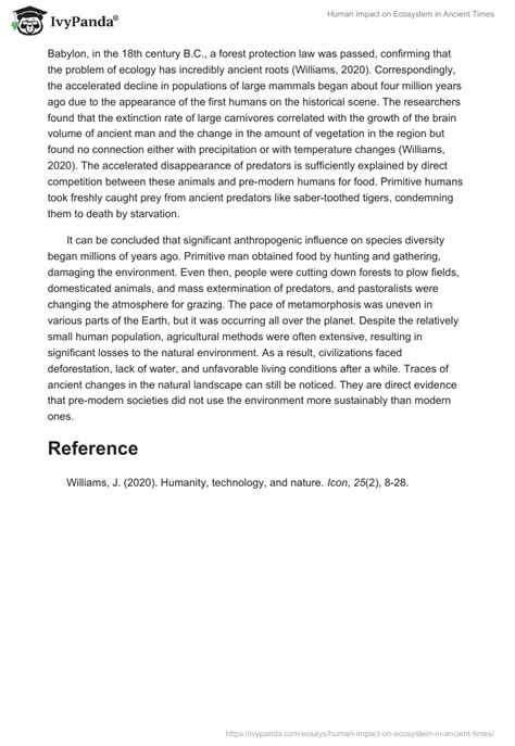 Human Impact On Ecosystem In Ancient Times 626 Words Essay Example