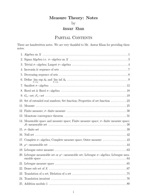 measure theory notes anwar khan pdf pdf calculus abstract algebra