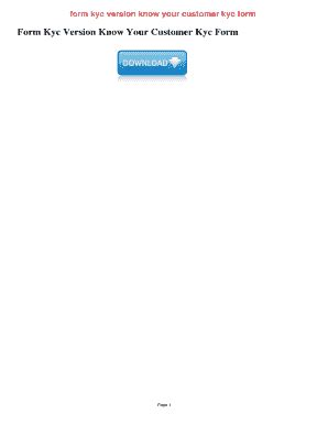 Fillable Online Form Kyc Version Know Your Customer Kyc Form Form Kyc