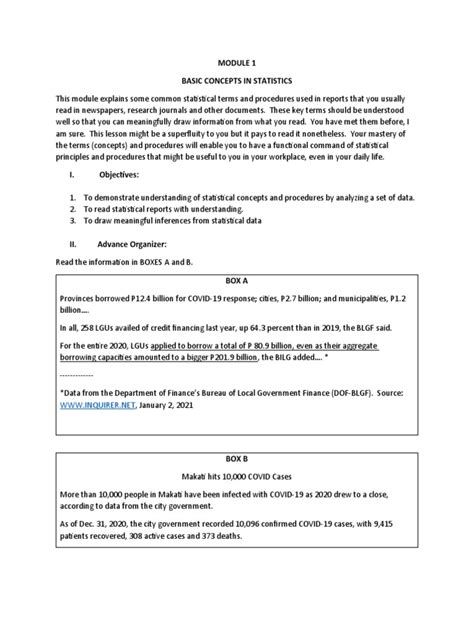 module 1 basic concepts of statistics pdf statistics level of