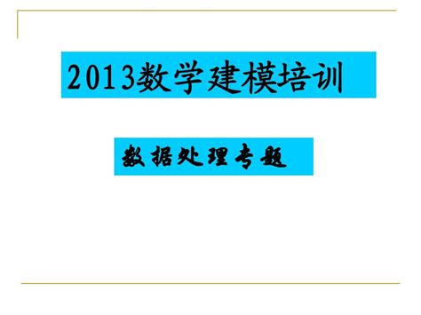 2013建模数据处理 word文档在线阅读与下载 无忧文档