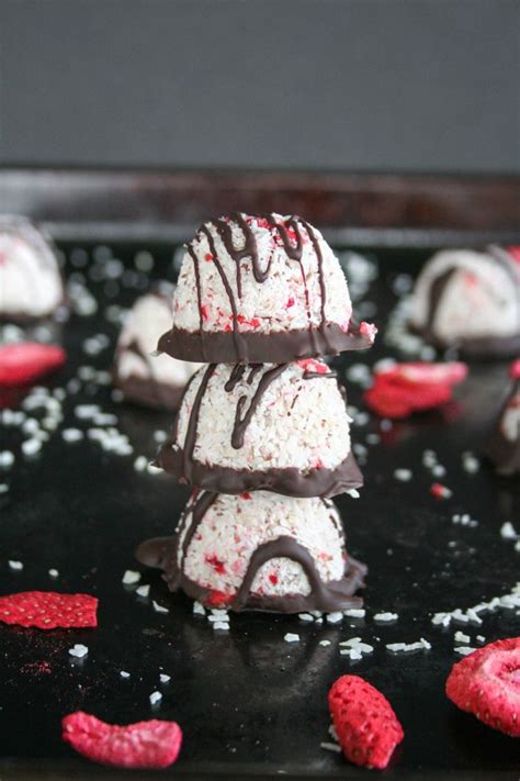 No Bake Chocolate Dipped Strawberry Macaroons Hungry By Nature