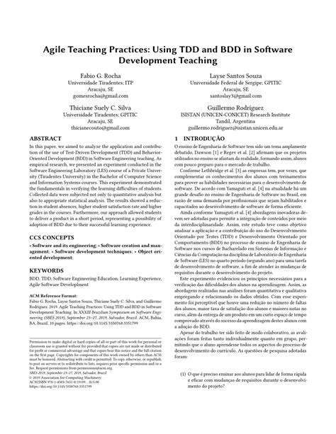 Pdf Agile Teaching Practices Using Tdd And Bdd In Software