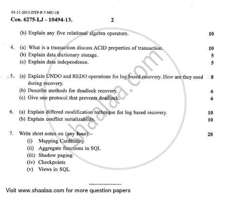 Database Management Systems 2013 2014 Be Computer Engineering Semester