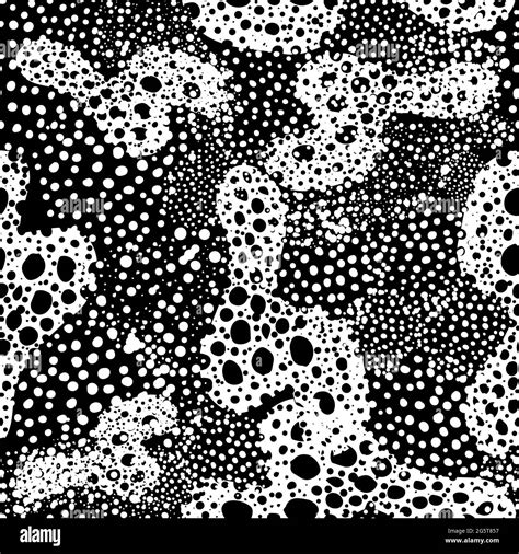 Abstract Monochrome Seamless Background Of Dots And Circles Print For Fabric Vector