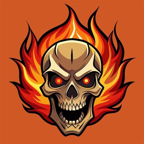 Fire Skull Head Illustration Premium Ai Generated Vector