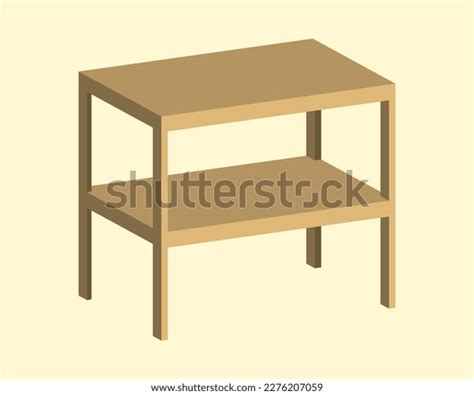 Wooden Table Two Shelf Isometric Vector Stock Vector Royalty Free