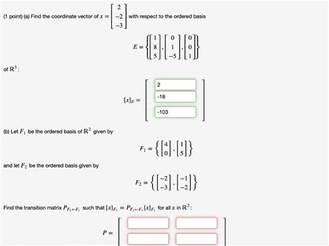 Solved Point A Find The Coordinate Vector Of Chegg