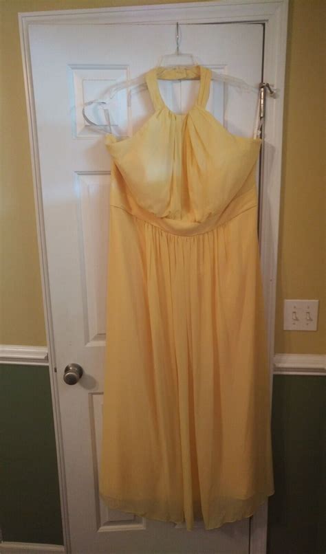 Yellow Evening Gown Wedding Prom Party Dress Size 26 Gem