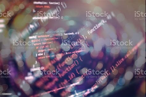 Monitor Closeup Of Function Source Code Abstract It Technology Background Software Source Code ...
