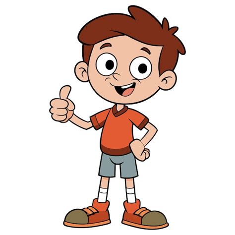 El niño lindo levanta el pulgar Ilustración de icono vectorial de