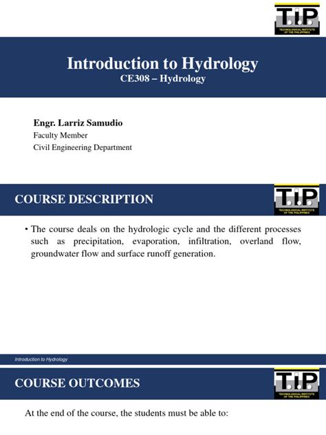 Lecture 1 Introduction To Hydrology Download Free Pdf Hydrology Water Cycle
