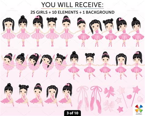 Asian Ballerina Clipart Vector Ballet Girl Ballerina Png Etsy