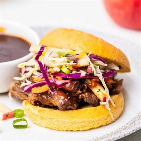 Honey Bbq Pulled Pork Sandwiches With Apple Slaw Sunkissed Kitchen