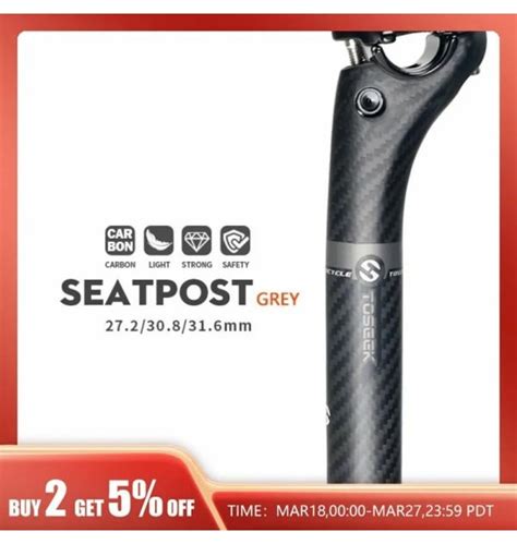 Toseek 자전거 시트 포스트 부품 Mtb 카본 카누 3k 직조 매트 오프셋 20mm 27 2 31 6mm 티몬