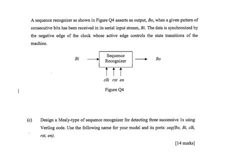 Solved A Sequence Recognizer As Shown In Figure Q4 Asserts