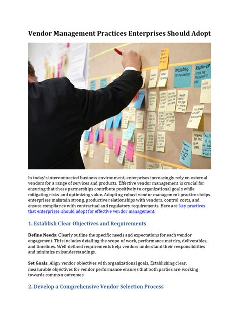 Vendor Management Practices Enterprises Should Adopt Pdf Performance Indicator Regulatory