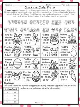 Crack The Code Mean Median Mode And Range Activity TPT