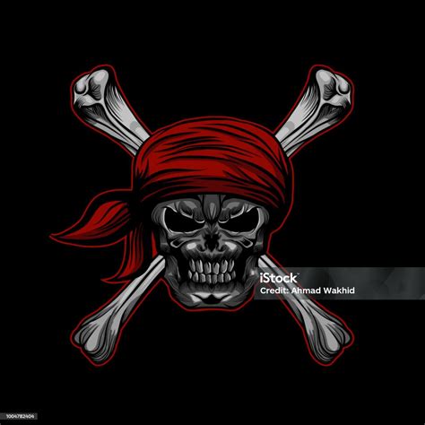 해 적 해골 머리에 모자 머리 띠 크로스 뼈 벡터 일러스트 레이 션 개인 장식품에 대한 스톡 벡터 아트 및 기타 이미지 개인 장식품 군사 귀신 Istock
