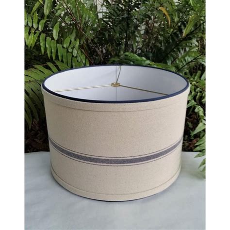 Contemporary Grain Sack Lampshade Blue Stripe Chairish