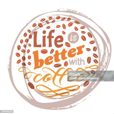 커피는 손으로 쓴 문구에 동기를 부여합니다 인생은 더 낫습니다 그린 콩 캘리그래픽 큐레이션 포스터 손 기호 개념에 대한 스톡