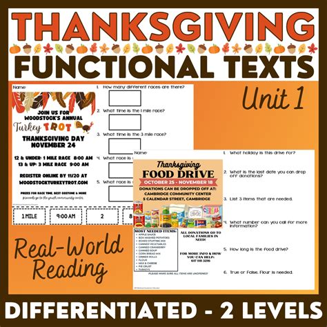 thanksgiving functional texts 1 real world reading made by